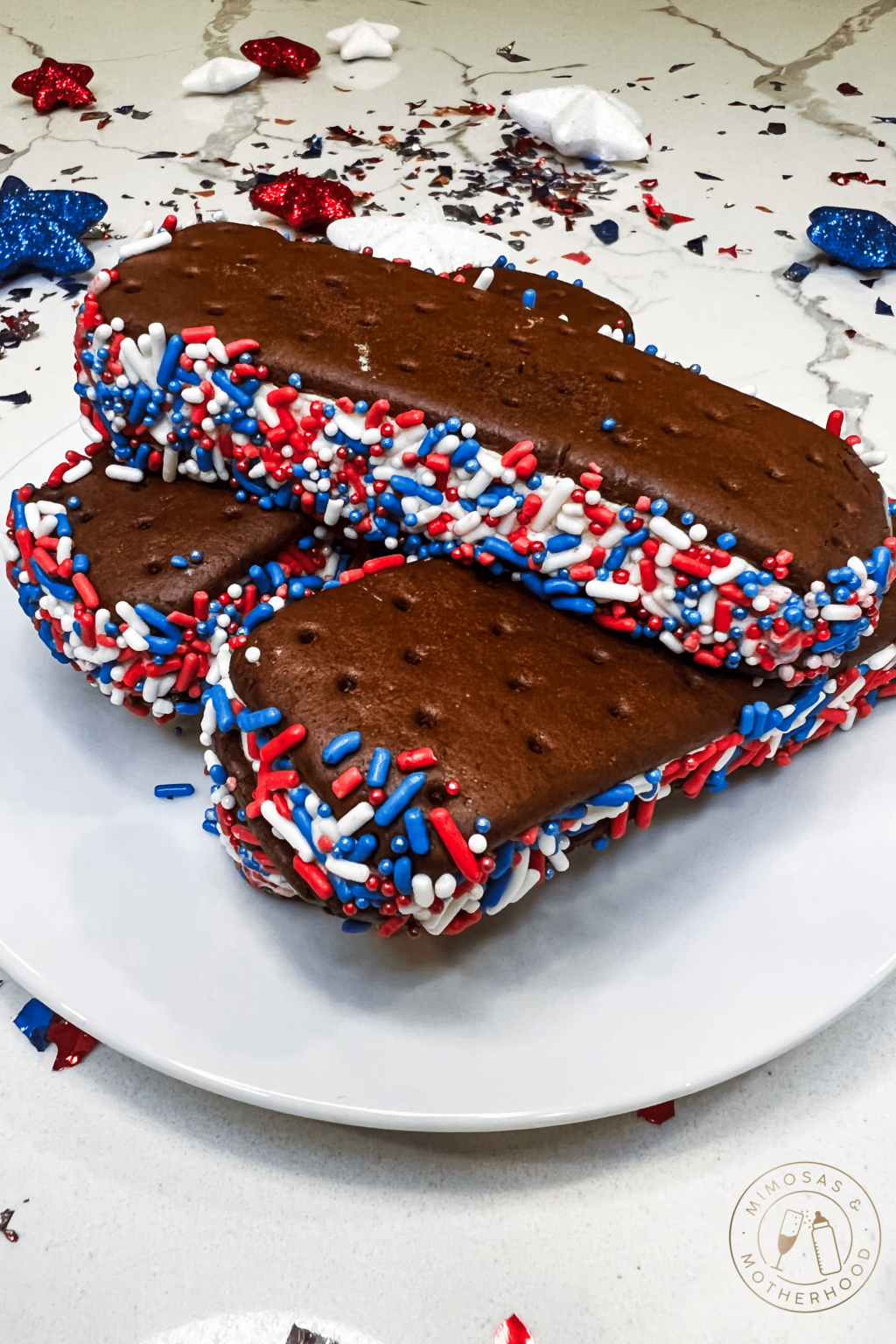 Patriotic Red, White and Blue Ice Cream Sandwiches - Mimosas & Motherhood