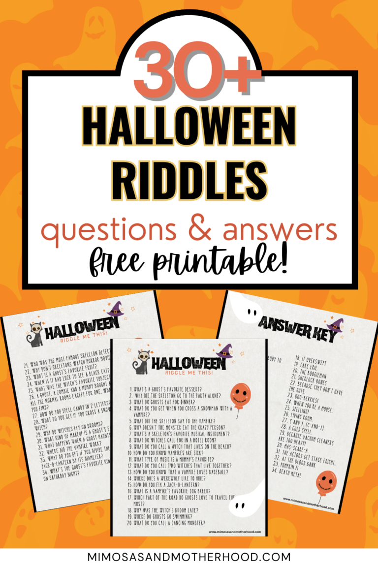 Free Printable Halloween Riddles with Answers for Kids - Mimosas ...