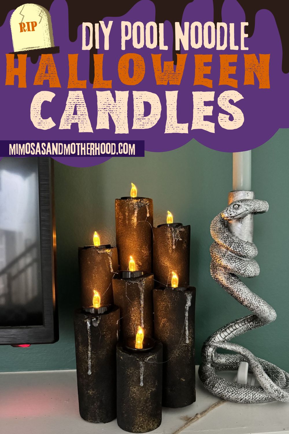 DIY Halloween Pool Noodle Candles - Mimosas & Motherhood
