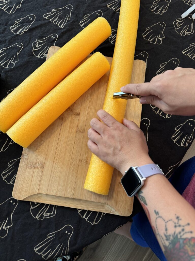 DIY Halloween Pool Noodle Candles - Mimosas & Motherhood