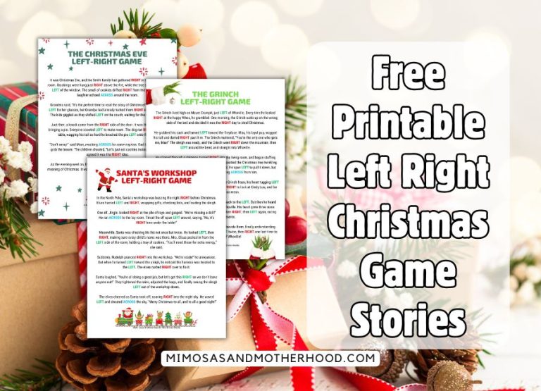 Christmas Party Games Left Right Story (Free Printables!) - Mimosas ...